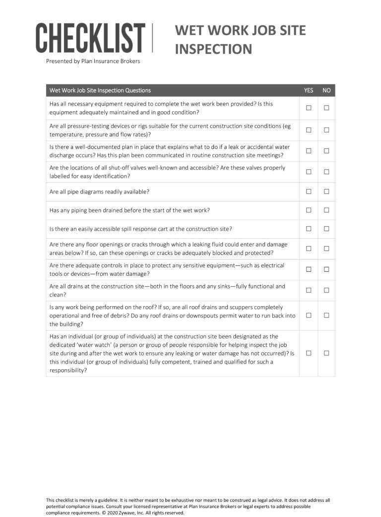 Plan’s Job Site Inspection Series… Wet Work | Plan Insurance